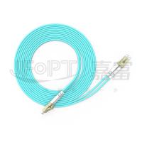 China LC-LC Duplex Fiber Optic Patch Cord Multimode 50/125 3.0mm LSZH Aqua for sale