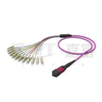China 12 Cores MPO to LC Breakout Multimode Patch Cord OM3 OM4 OM5 0.9mm Branch for sale