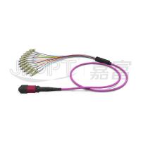 China 12 Cores MPO to LC Breakout Multimode Patch Cord OM3 OM4 OM5 0.9mm Branch for sale
