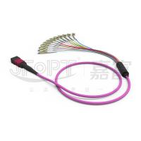 China 12 Cores MPO to LC Breakout Multimode Patch Cord OM3 OM4 OM5 0.9mm Branch for sale