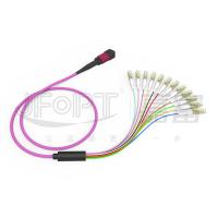 China 12 Cores MPO to LC Breakout Multimode Patch Cord OM3 OM4 OM5 0.9mm Branch for sale