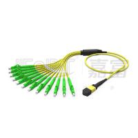 China 12 Fiber Duplex MPO Breakout Cable MPO to LC Multimode 50/125 3.0mm LSZH Aqua for sale