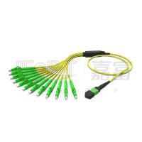China 12 Fiber Duplex MPO Breakout Cable MPO to LC Multimode 50/125 3.0mm LSZH Aqua for sale