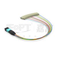 China 0.3m Multimode OM3 MPO Breakout Cable MPO / PC - SC / APC Low Loss 0.9mm Branch Patch Cord for sale