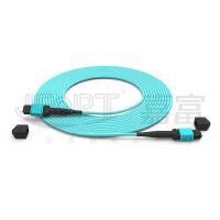 China 12 Core MPO OM3 Multimode Fiber Patch Cord 10G LSZH Aqua for Data Center for sale