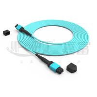 China 12 Core MPO OM3 Multimode Fiber Patch Cord 10G LSZH Aqua for Data Center for sale
