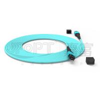 China 12 Core MPO OM3 Multimode Fiber Patch Cord 10G LSZH Aqua for Data Center for sale