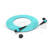 China 12 Core MPO OM3 Multimode Fiber Patch Cord 10G LSZH Aqua for Data Center for sale