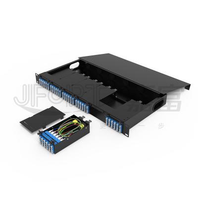 China 1U MPO-LC G657A1 144 Cores High Density Fiber Optic Patch Panel Cold Rolled Steel for sale