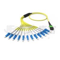 China LSZH MPO to LC Breakout Cable OS2 G657A1/A2 12 Cores 3M Single Mode Fiber Patch Cord for sale