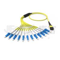 China LSZH MPO to LC Breakout Cable OS2 G657A1/A2 12 Cores 3M Single Mode Fiber Patch Cord for sale