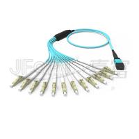 China MPO-LC OM3 OM4 Breakout Cable 1-10m LSZH PVC 850/1300nm Aqua for 40G 100G Networks for sale