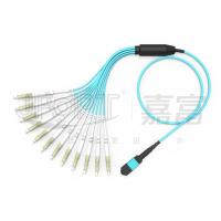 China MPO-LC OM3 OM4 Breakout Cable 1-10m LSZH PVC 850/1300nm Aqua for 40G 100G Networks for sale