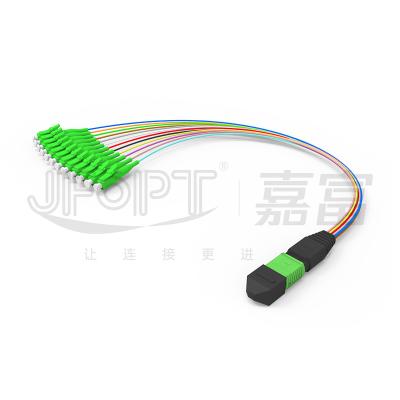 China MPO-LC 0.9mm 12-Core Breakout Cable Customized Length SM G657A1 Fiber Patch Cord for sale