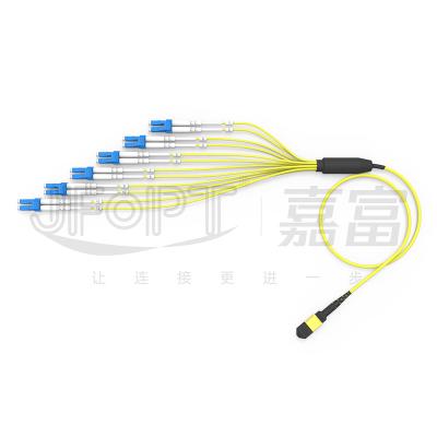 China 12 Core MPO to 6x LC Duplex Breakout Cable SM OS2 0.9mm Customizable for sale