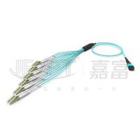 China MPO to LC Breakout Cable 12 Fibers OM3 OM4 Non-Flush Patch Cord 100G for sale