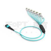 China MPO to LC Breakout Cable 12 Fibers OM3 OM4 Non-Flush Patch Cord 100G for sale