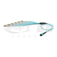 China MPO to LC Breakout Cable 12 Fibers OM3 OM4 Non-Flush Patch Cord 100G for sale