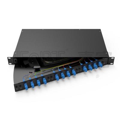 China 1U Rotating Fusion Splice Tray Fiber Patch Panel 48 Cores Cold Rolled Steel Rack Mount Cabinet for sale