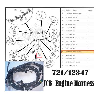 China Brand New Excavator Electrical Cable Isuzu 4HK1 Engine Harness 721/12347 72112347 for JCB JS160 JS200 for sale