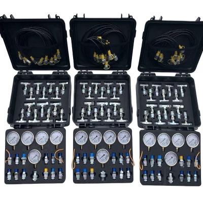 China 5 Gauges Hydraulic Pressure Gauge Set Hydraulic test Kit Diagnostic Tool for Excavator Hydraulic Pressure Measurement Kit for sale