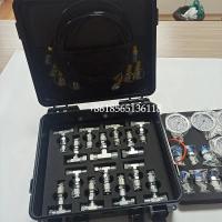 China Construction Machinery Parts Universal 5 Gauges Hydraulic Pressure Gauge Tester With Tee Joint Set Tee Connector Box for sale
