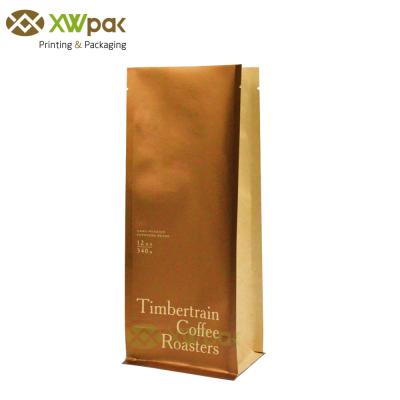 China Brown Flat Bottom Coffee Bags , Moisture Proof Coffee k Bags Packaging for sale