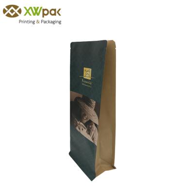 China Flat Bottom Coffee Bean Packaging Bags Side Gusset Matte Kraft Paper Material With Valve for sale