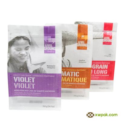China White Kraft Paper Coffee Bean Packaging Bags Vacuum Sealed Block Bottom for sale