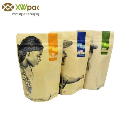 China Aluminum Foil Coffee Bean Packaging Bags Kraft Paper Material Gravure / Screen Printing for sale