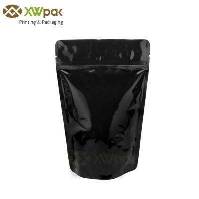China Aluminum Foil Matt Black Stock Coffee Bags Strong Sealing Bottom With Clear Window for sale