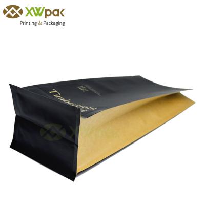 China Coffee / Tea Kraft Paper Tin Tie Bags , Heat Seal Matte Black Paper Bags for sale