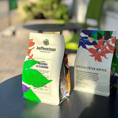 China 250g / 500g / 1kg Compostable Coffee Bags Flat Bottom Side Gusset Biodegradable for sale