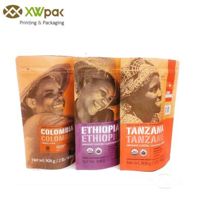 China Food Industrial Brown Paper Coffee Bags , Roasted Coffee Kraft Tin Tie Bags With Window for sale