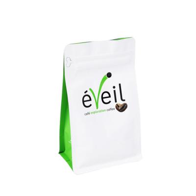 China 16oz / 12oz Square Bottom Coffee Bean Pouches Side Pocket Tear Off Zipper for sale