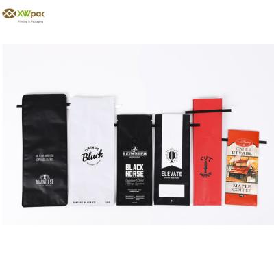 China Stand Up Flat Bottom Coffee Bags Aluminum Foil Liner Tin Tie With Valve for sale