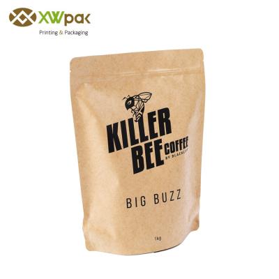 China Cafe 150 Microns Kraft Paper Coffee Bags Biodegradable Aluminum Foil Liner for sale
