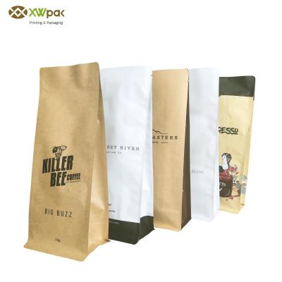 China Side Gusset Paper Coffee Bags With Valve , Flat Square Bottom Coffee Pouch Bags for sale