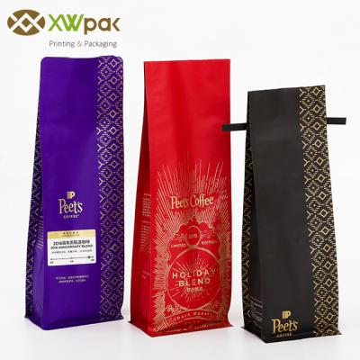 China Custom Printing Flat Bottom Coffee Bags Aluminium Foil Liner With Tin Tie for sale