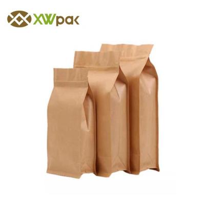 China 135 Microns Kraft Brown Paper Bags With Clear Window Stand Up Food Safe for sale