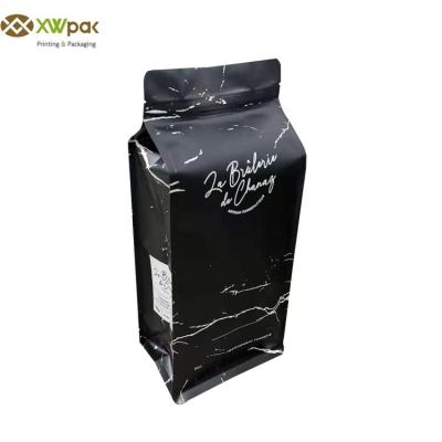 China Flexible Packaging Standing Zipper Pouch Coffee Storage Bags Flat Bottom 500g 1kg for sale