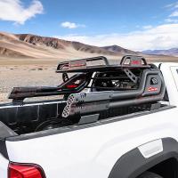 China Matte Black Steel Sport Roll Bar Universal 4x4 Pickup Truck Roll Bar With Luggage Compartment LED Brake Light for Revo 2015 for sale