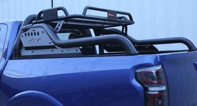 China Black Steel 4X4 Sport Roll Bar with Roof Rack - 300lb Capacity for Hilux Revo Ford Ranger Pickup Trucks for sale