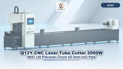 China Q12Y CNC Laser Tube Cutter 2000W with 120 Precision Chuck for 5mm Iron Pipe Cutting for sale