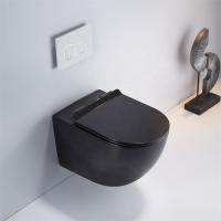 China Porcelain One Piece Seamless Wall Mounted Elongated Toilet Black Color for sale