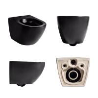 China Porcelain One Piece Seamless Wall Mounted Elongated Toilet Black Color for sale