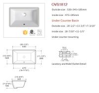 China Glazed Ada Bathroom Sink Easy For Undercounter Installation Rectangle Shape Wash Basin for sale