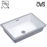 China Non - Porous Naturally Hygienic Ceramic Trough Sink Undermount Wash Basin for sale
