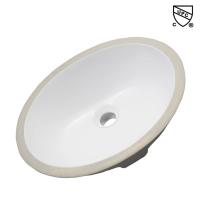 China Oval Shape Undermount Bathroom Sink Fine Fireclay Construction One Piece Wash Basin for sale
