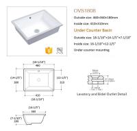 China New Stylish Rectangle White Undermount Wash Basin Vitreous China for sale